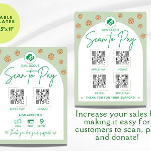 2024 Girl Scout Cookie Sign, LBB ABC We Accept Sign, Scan to Pay Booth ...