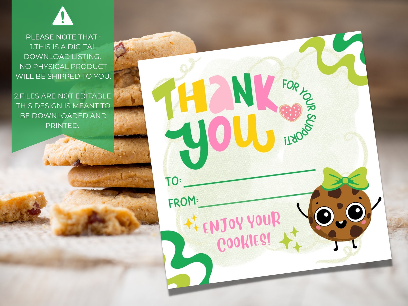 Girl Scout Cookie Thank You Note 2023 Printable LBB Abc Tag - Etsy