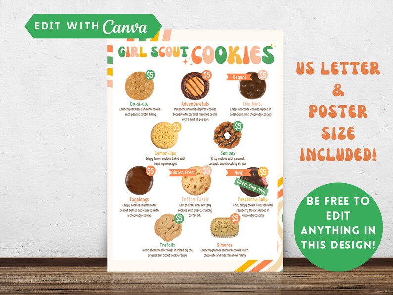 LBB Girl Scout Cookie Sign Booth Menu Flyer Price List - Etsy