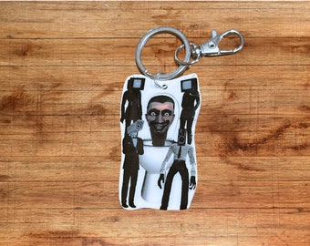 Skibidi Toilet and Tv Man Perler Beaded Keychain Accessories - Etsy