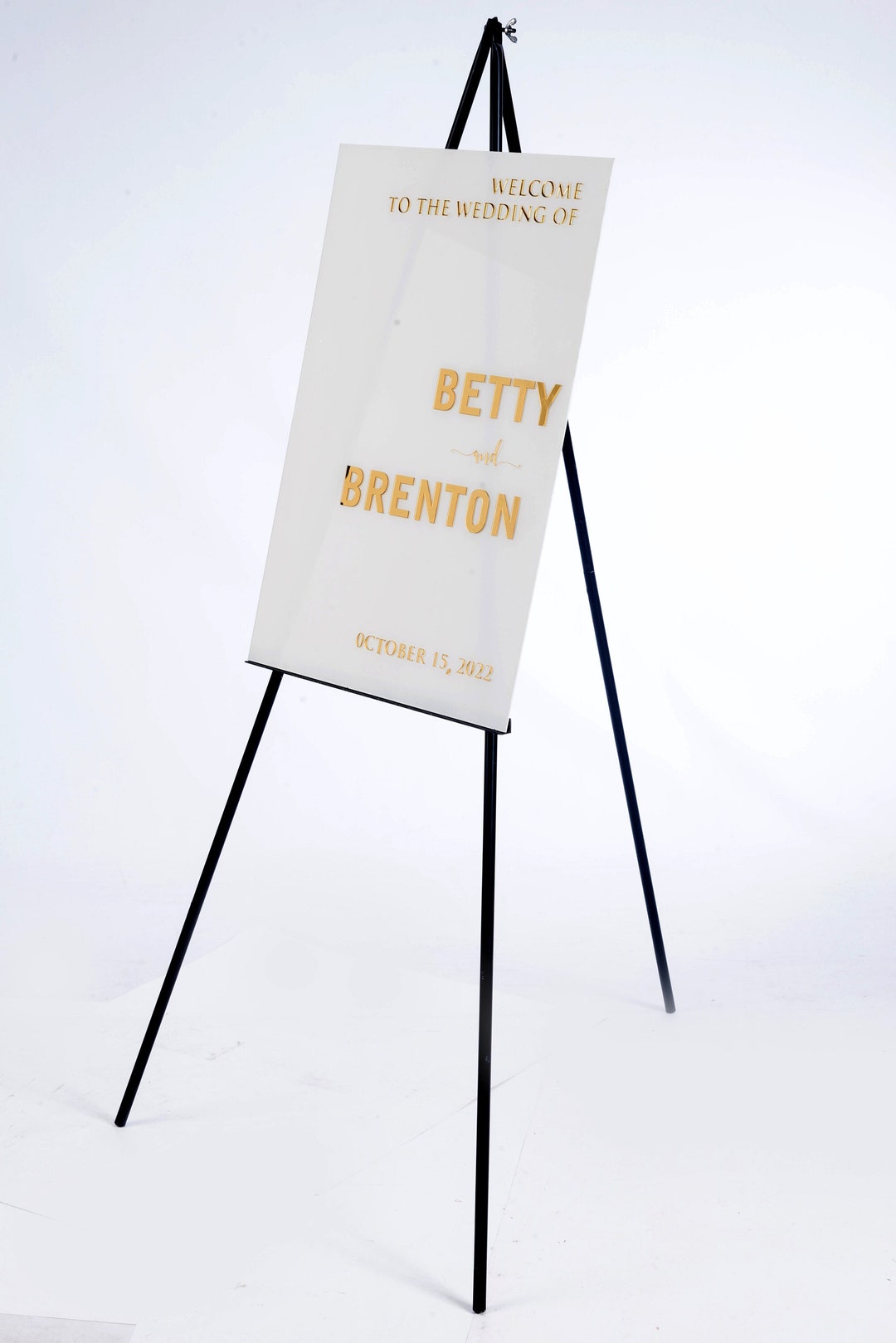 Acrylic Wedding Welcome Sign With Stand, Acrylic 3D Gold Welcome Sign ...