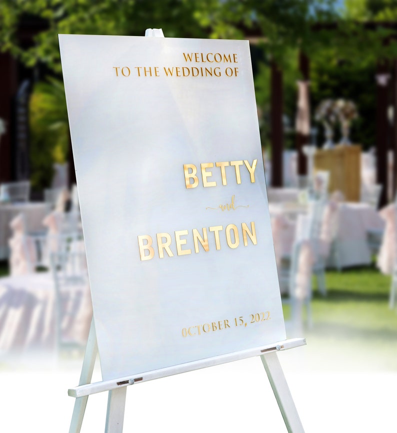 Acrylic Wedding Welcome Sign Modern With Stand, Acrylic 3D Gold Welcome ...