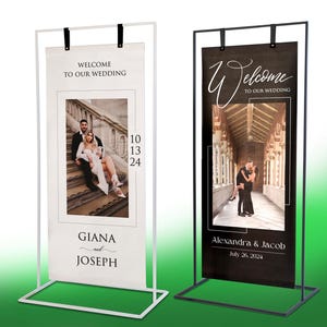 Black and White Wedding Welcome Sign Stand, Metal Easel Event Color ...