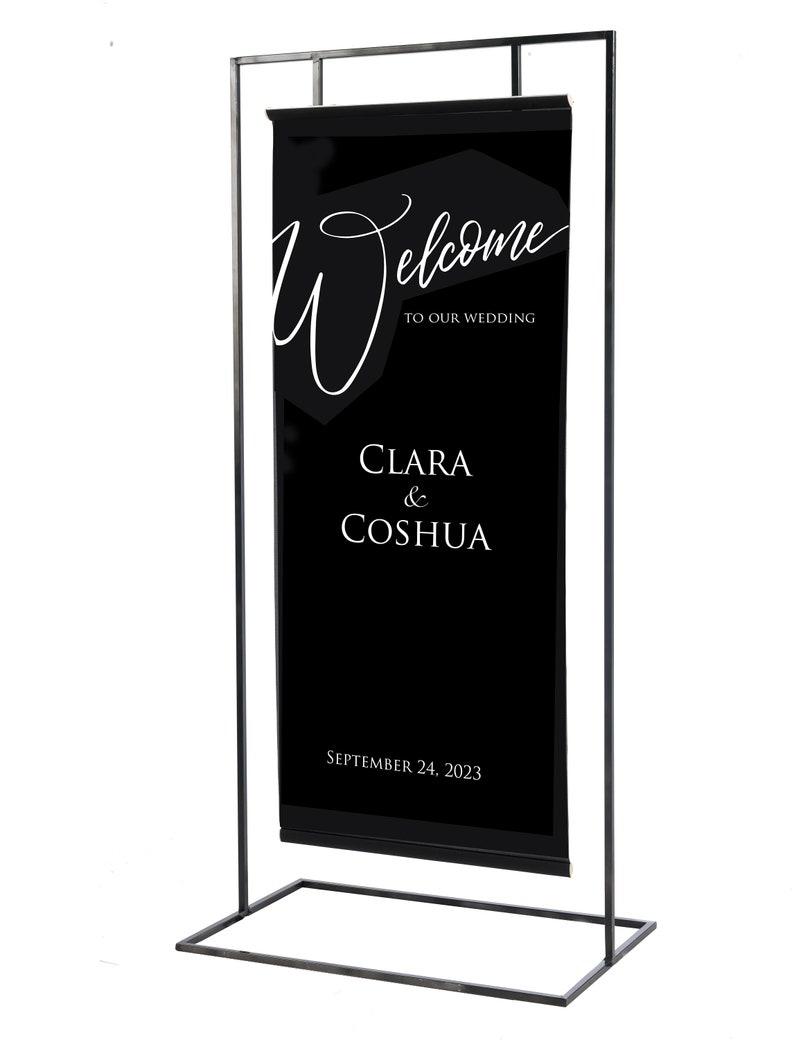 Black Curtain Wedding Welcome Sign With Stand Curtain Print - Etsy