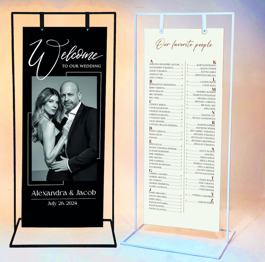Seating Chart Stand, Curtain and Metal Easel Event Signage, Monochrome ...