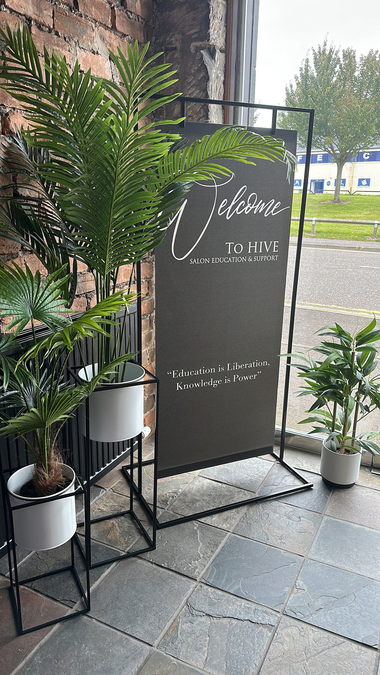 Wedding Welcome Sign With Stand, Metal Stand, Black and White Curtain ...