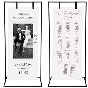 Black Curtain Wedding Welcome Sign With Stand, Curtain Print Welcome ...