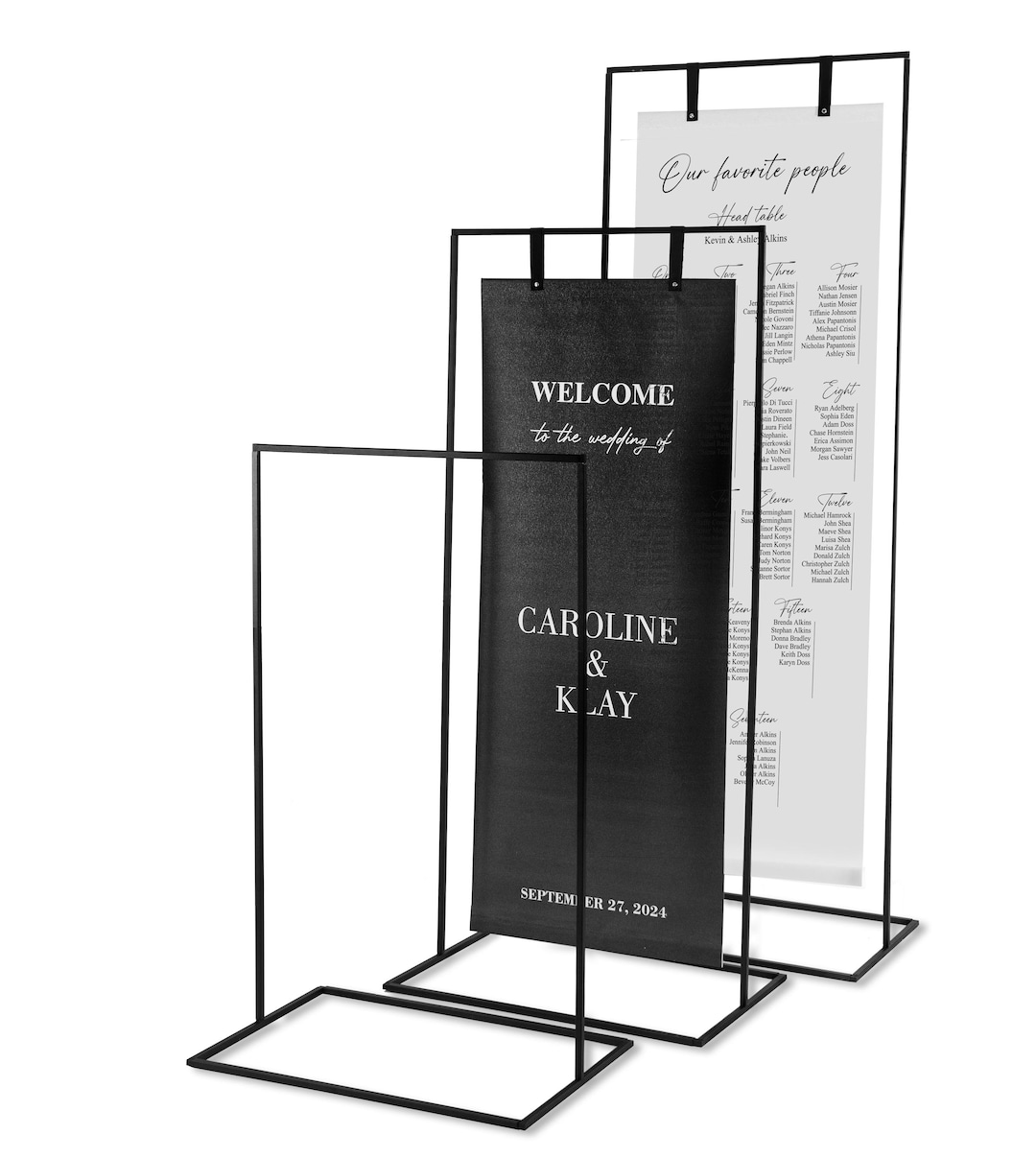 Black and White Wedding Welcome Sign Stand, Metal Easel Event Color ...
