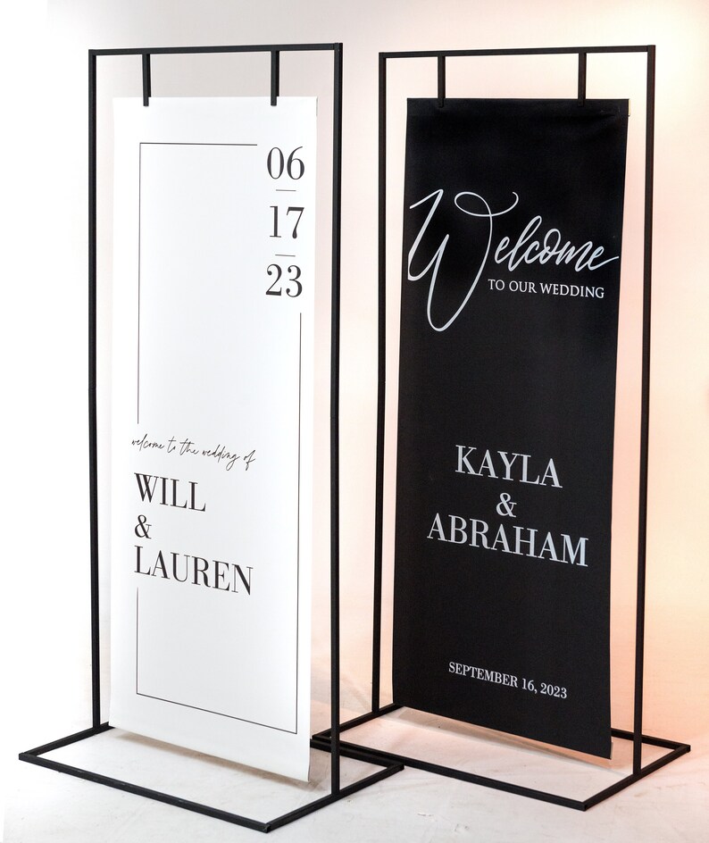 Black Curtain Wedding Welcome Sign With Stand Curtain Print - Etsy
