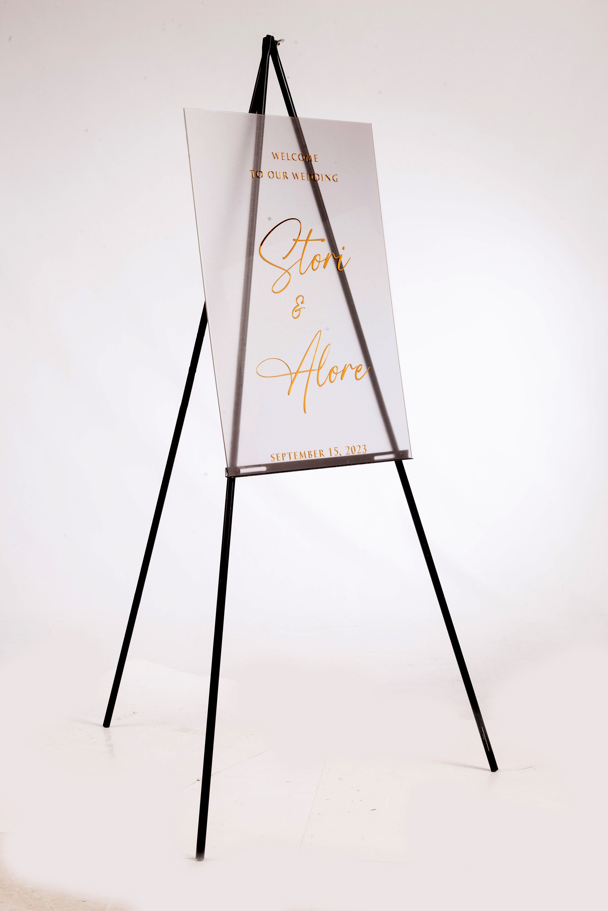 Acrylic Wedding Welcome Sign With Stand, Acrylic 3D Gold Welcome Sign ...