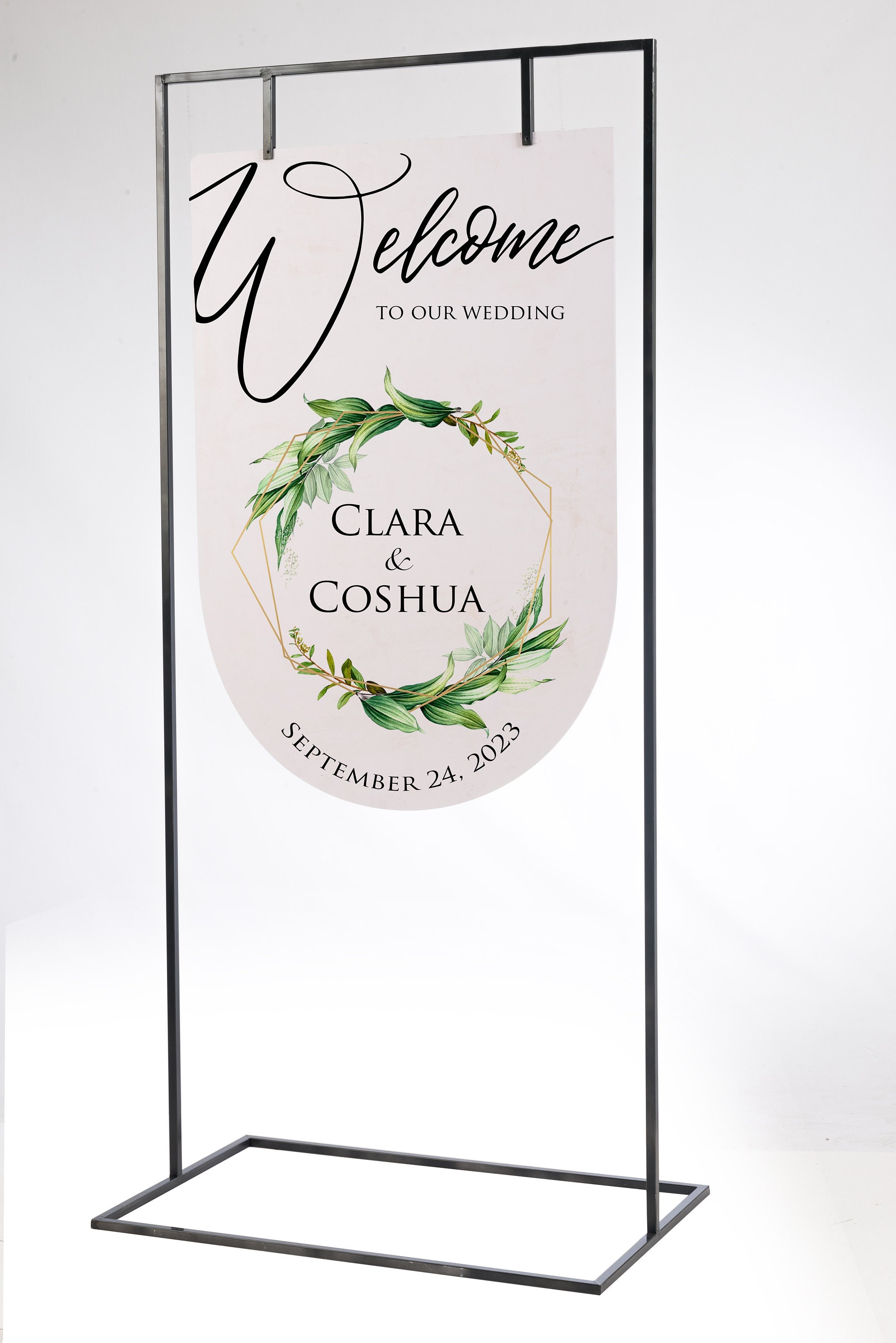 Black Curtain Wedding Welcome Sign With Stand Curtain Print - Etsy