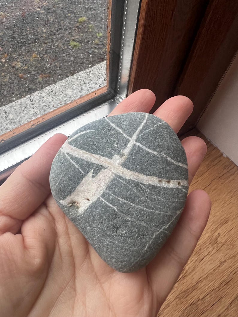 Rare Natural Irish Wishing Stone With Quartz Cross | 6.6cm Hand-picked ...