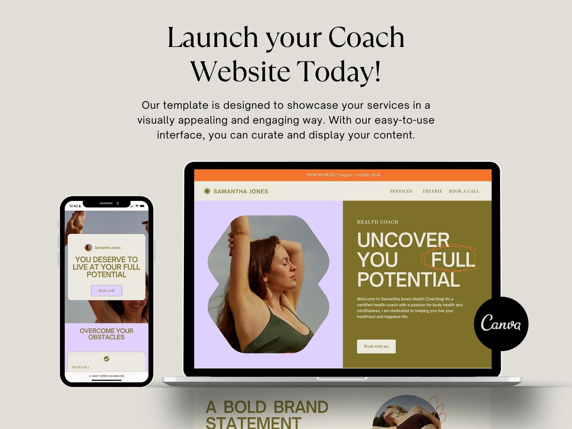 Coach Canva Website, Template Landing Page for Coaches, DIY Female ...