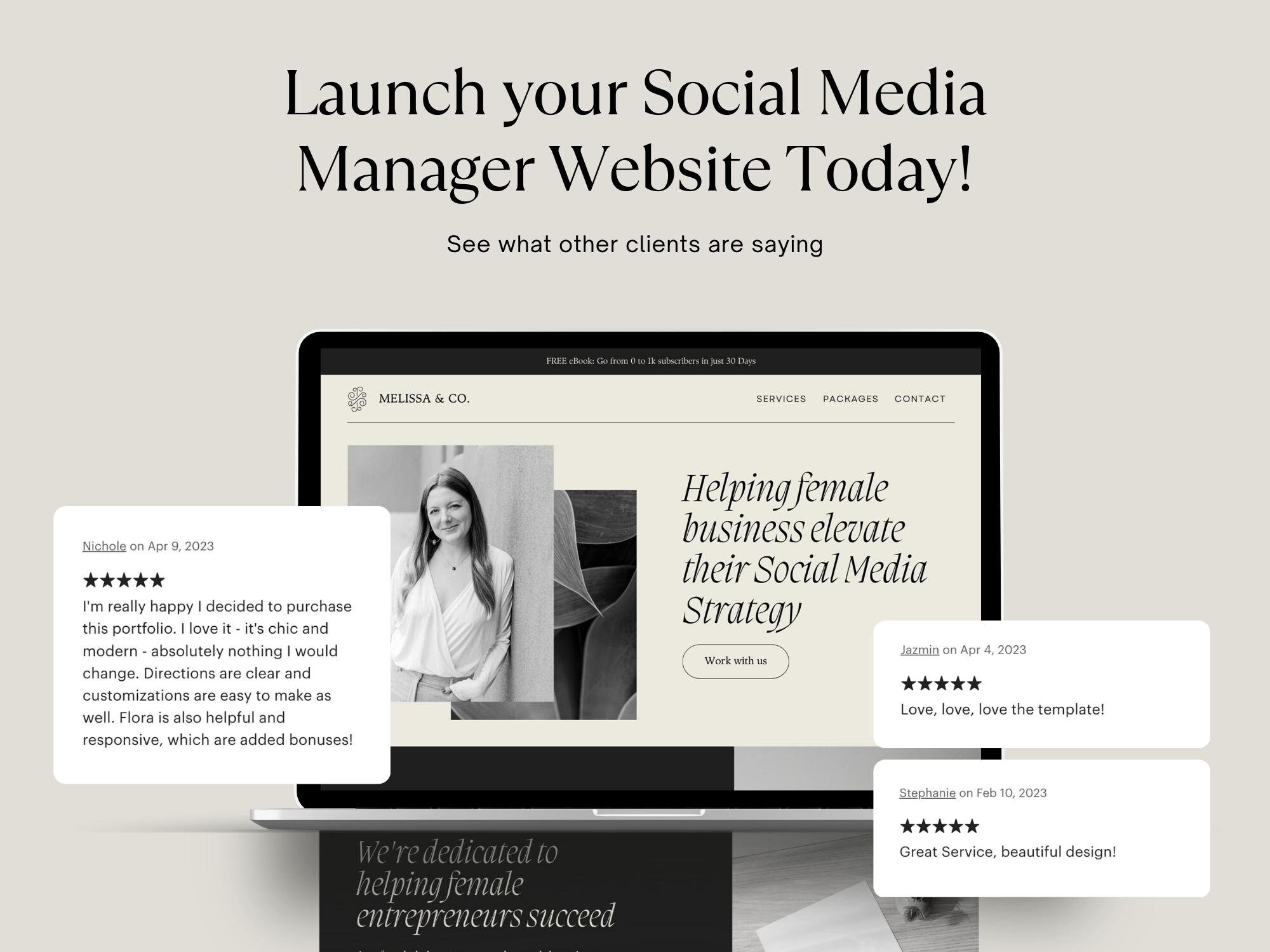 Canva Website Template for Social Media Manager, Marketing Agency ...