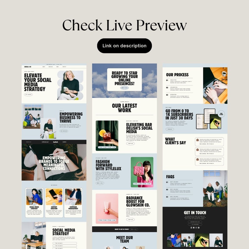 Canva Website Template for Social Media Agency, Social Media Manager ...