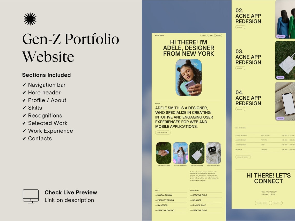 Portfolio Website Template for Gen-z Designers and Freelancers, Landing ...