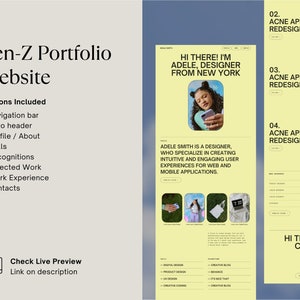Portfolio Website Template for Gen-z Designers and Freelancers, Landing ...