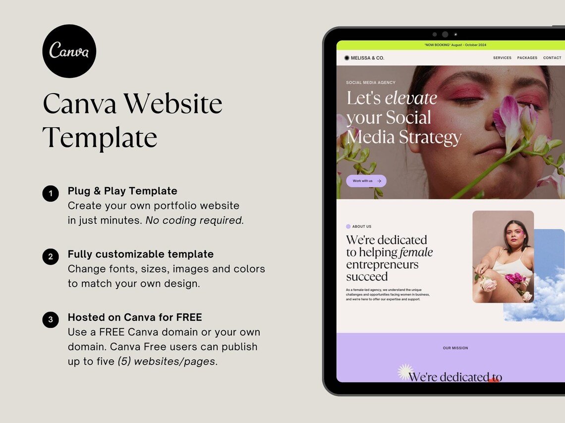 Canva Website Template for Social Media Agency Social Media - Etsy
