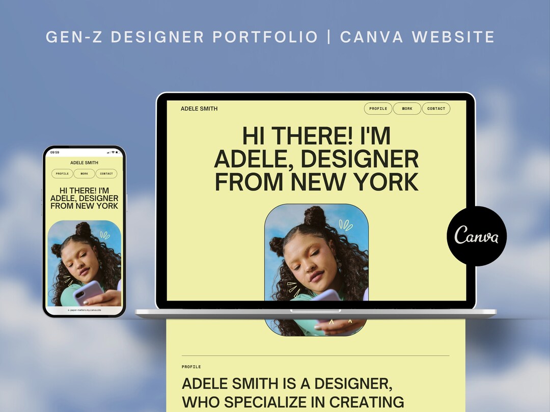 Portfolio Website Template for Gen-z Designers and - Etsy