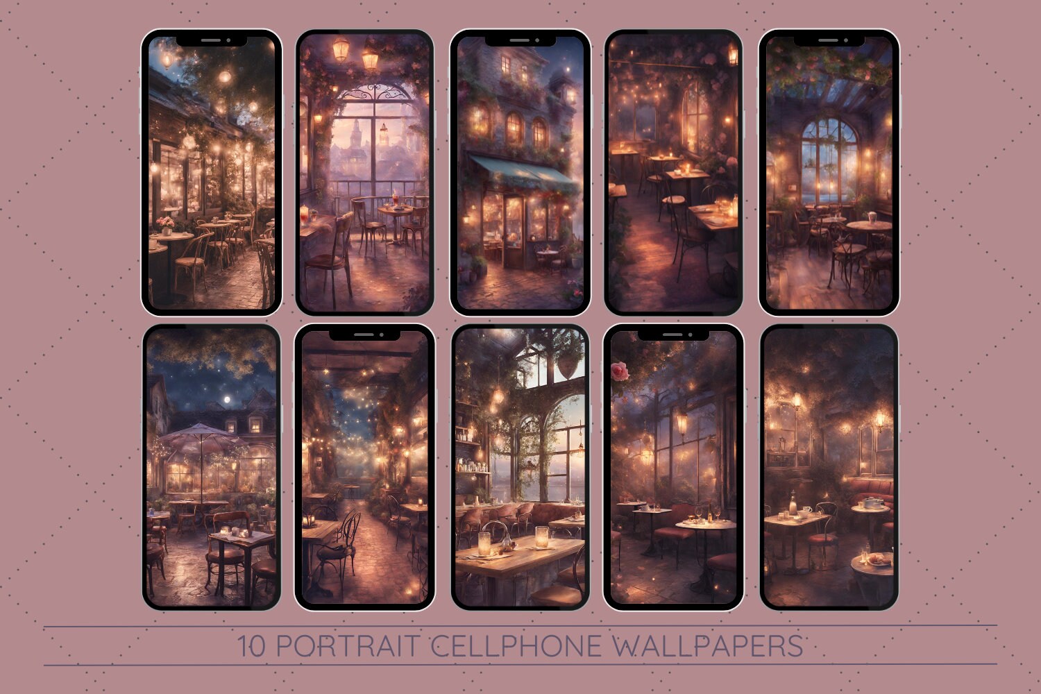 Dreamy Soft Romantic Café Wallpaper Bundle, 10 Phone Wallpapers, 10 ...