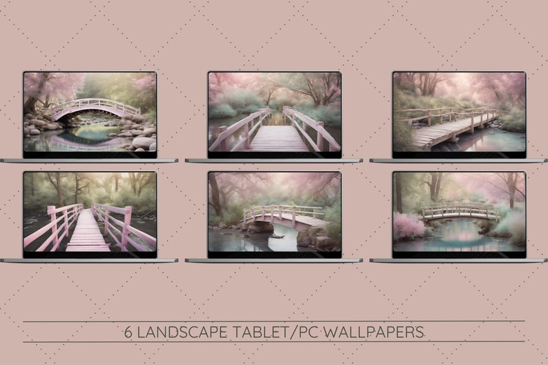 Pastel Wood Bridges Wallpaper Bundle, 6 Phone Wallpapers, 6 Desktop ...