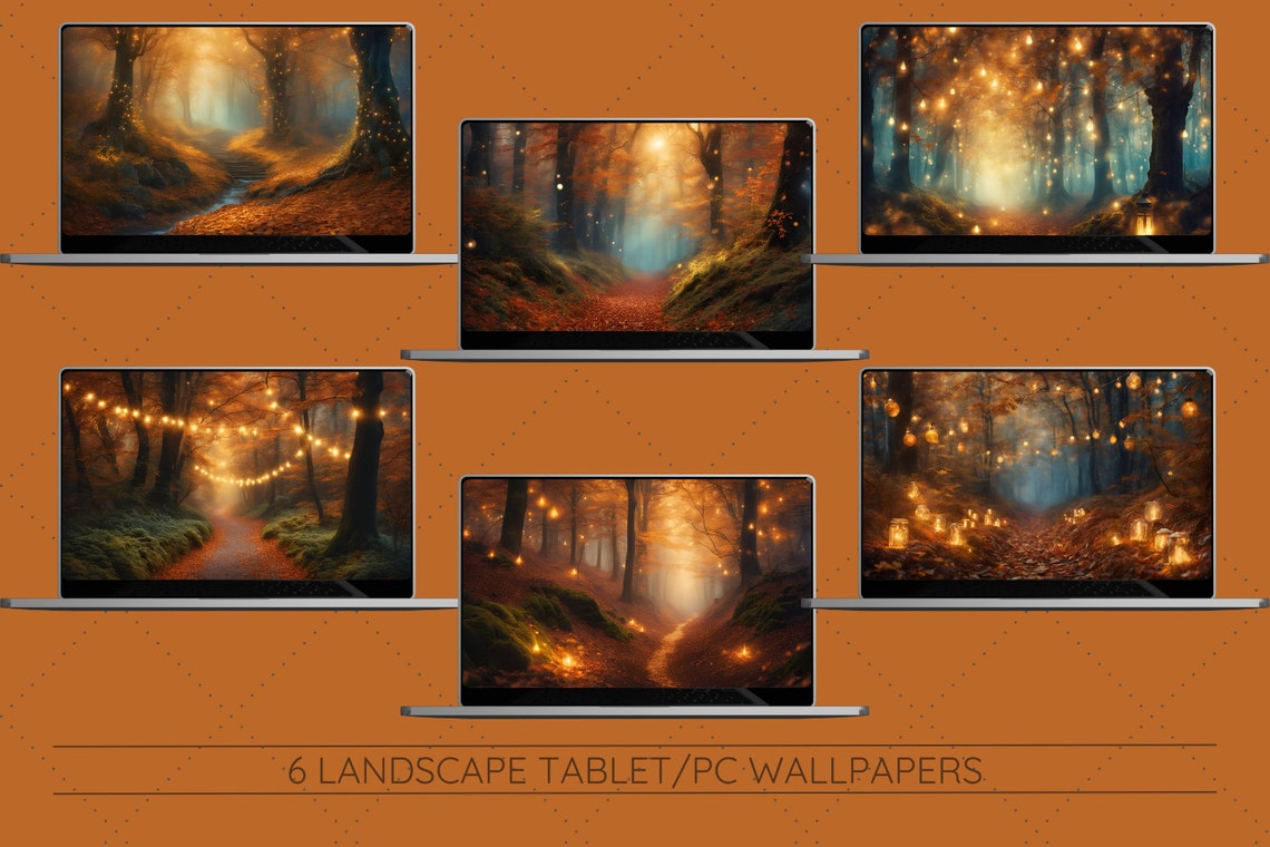 Enchanted Autumn Forests Wallpaper Bundle, 6 Desktop/tablet Wallpapers ...