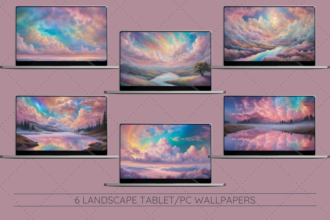 Iridescent Cloud Landscape Wallpaper Bundle, 6 Desktop/tablet ...