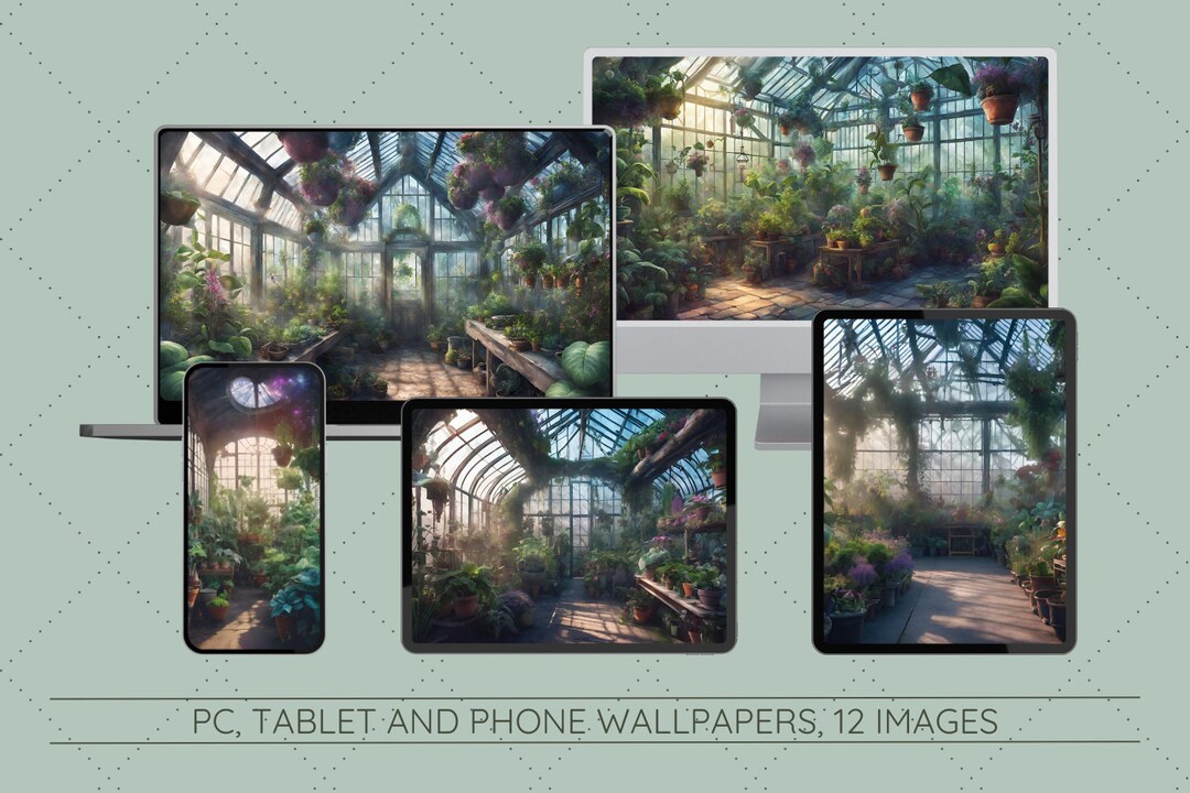 Wizard Greenhouse Wallpaper Bundle, 6 Phone Wallpapers, 6 Desktop ...