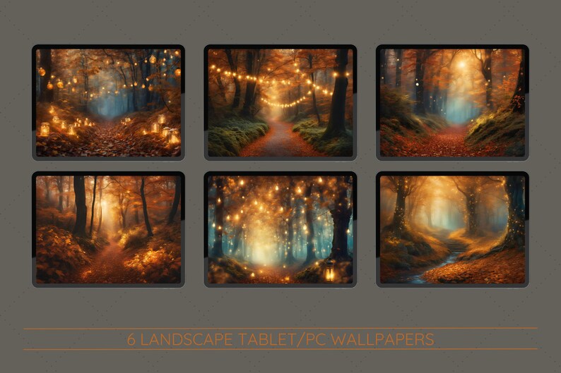 Enchanted Autumn Forests Wallpaper Bundle, 6 Desktop/tablet Wallpapers ...