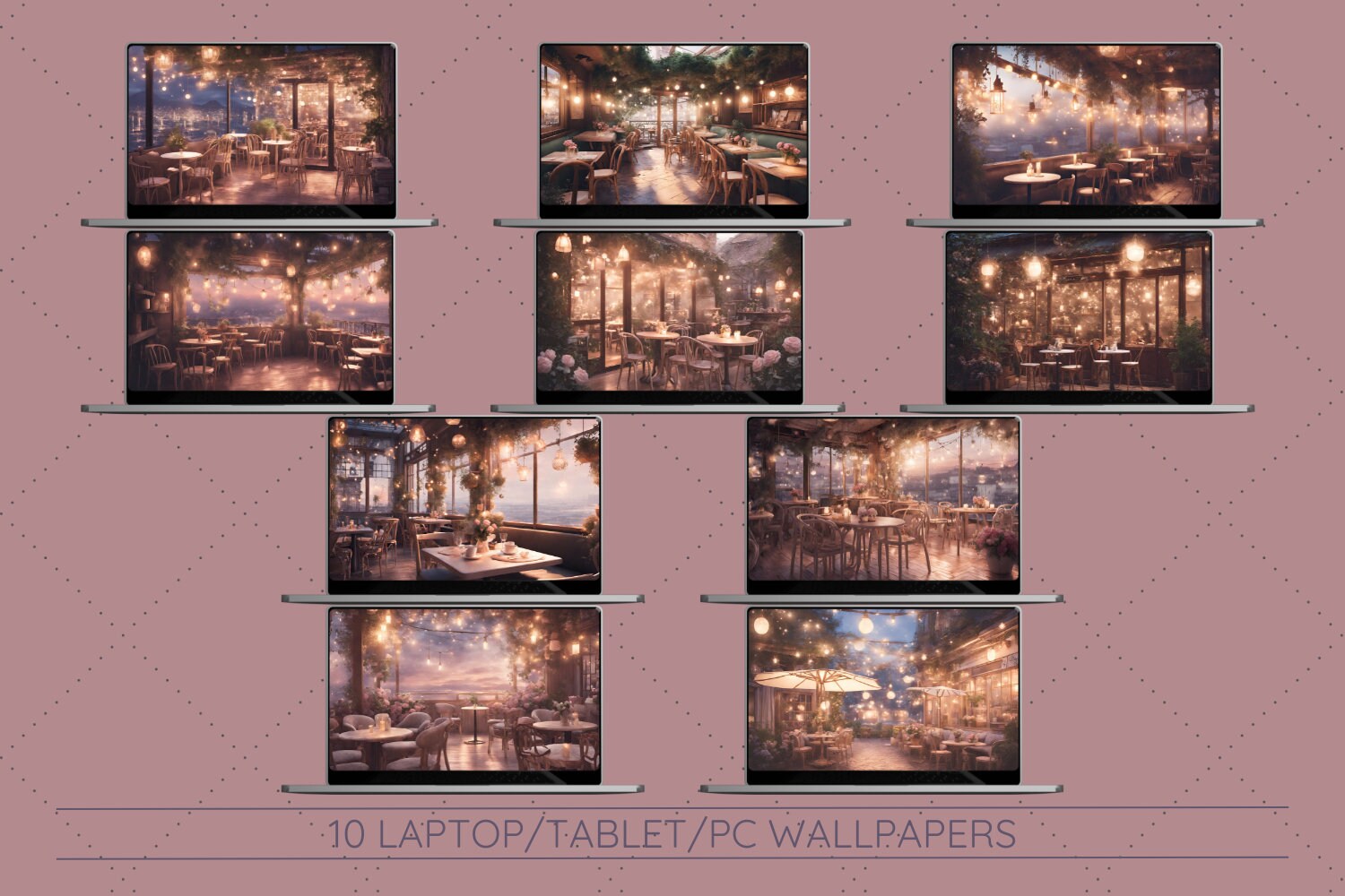 Dreamy Soft Romantic Café Wallpaper Bundle, 10 Phone Wallpapers, 10 ...