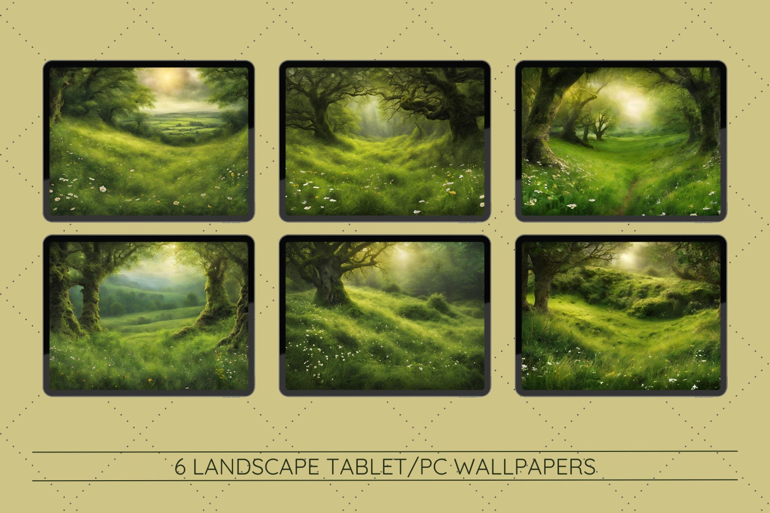 Misty Dreamy Forest Field Wallpaper Bundle, 6 Desktop/tablet Wallpapers ...