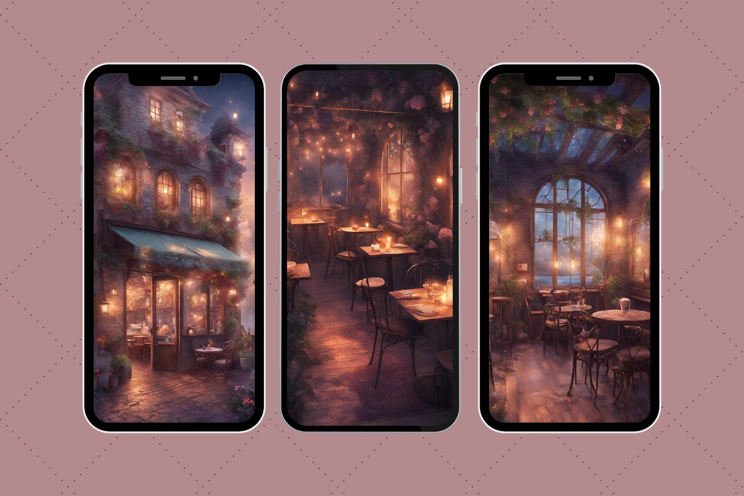 Dreamy Soft Romantic Café Wallpaper Bundle, 10 Phone Wallpapers, 10 ...