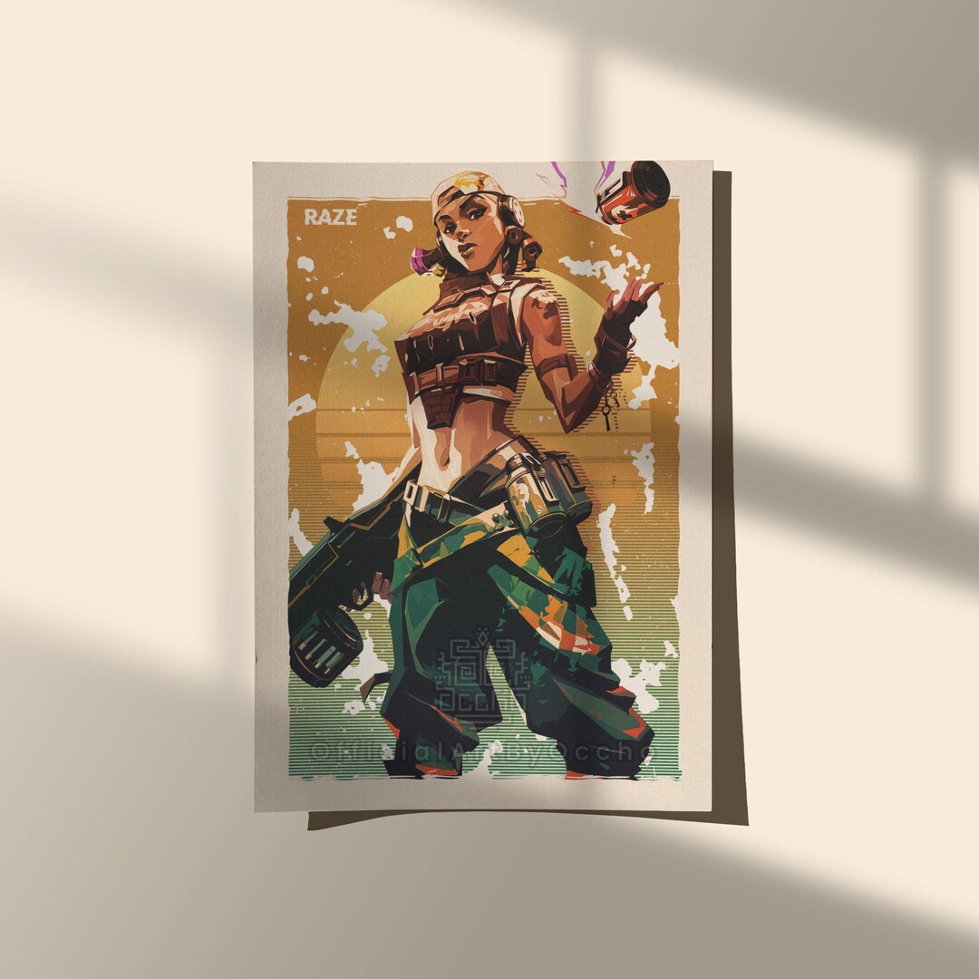 Raze Valorant Poster, Valorant Wall Art, Raze Poster, Gift for Valorant ...