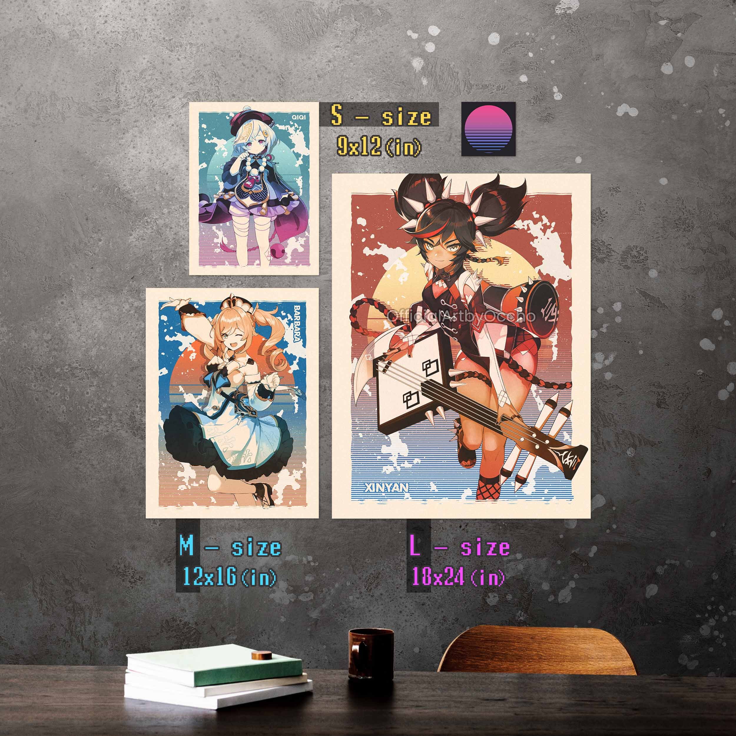 Genshin Impact Poster Qiqi, Xinyan, Barbara, Chongyun, Yanfei, Sayu ...