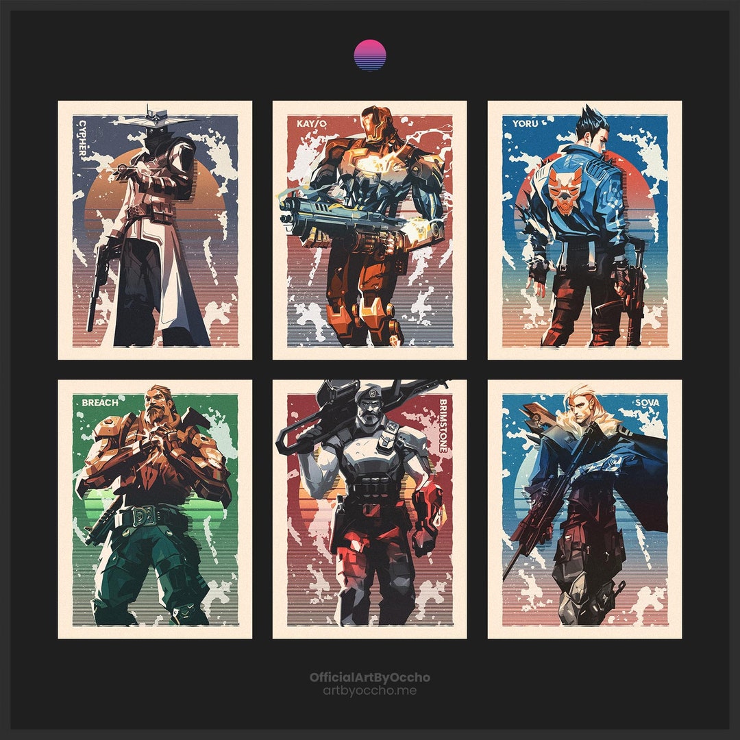 Buy Valorant Poster Cypher KAYO Yoru Breach Brimstone Sova Online in ...