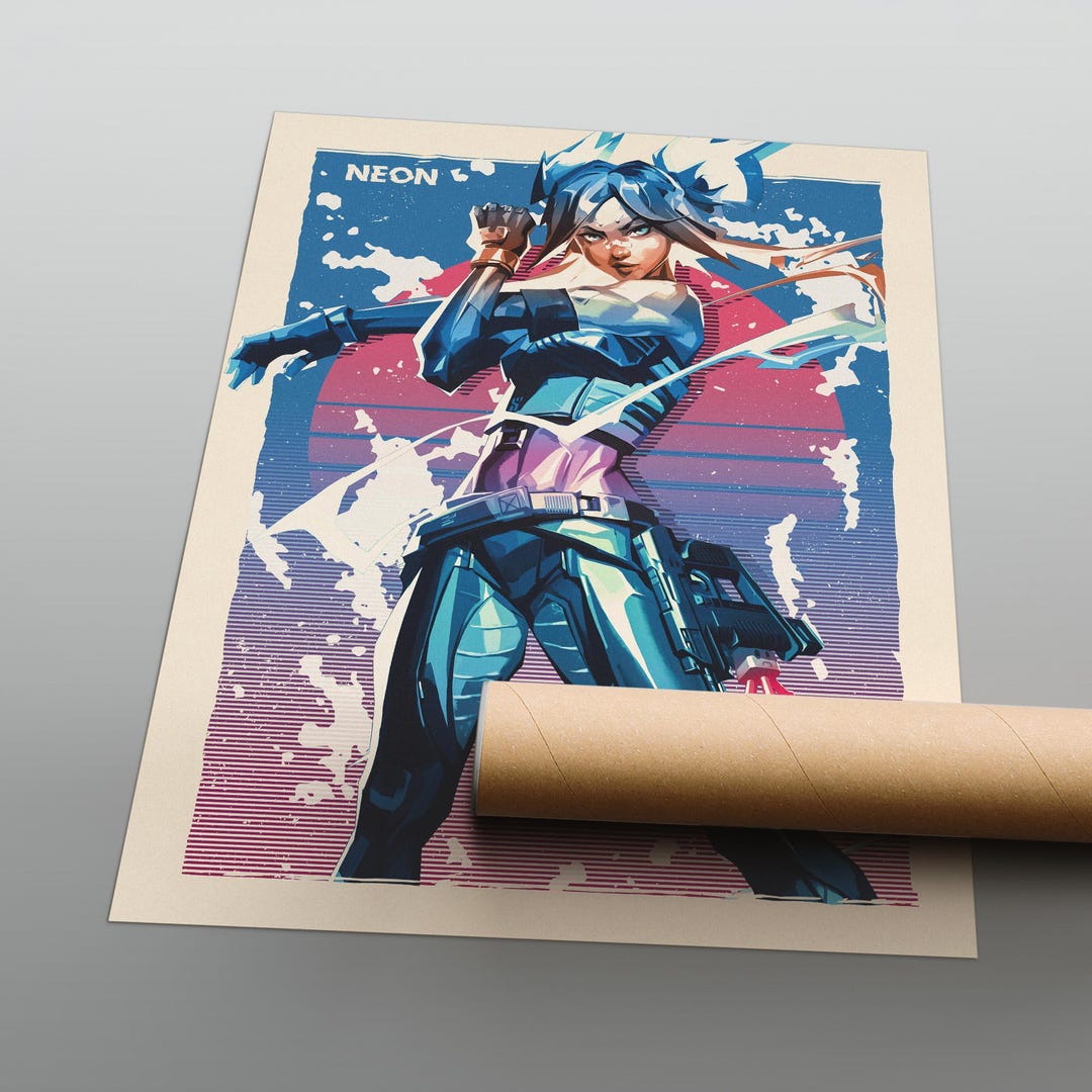 Valorant Neon Poster, Valorant Poster, Neon Valorant Art Print, Valorant Gaming Wall Art, Game ...