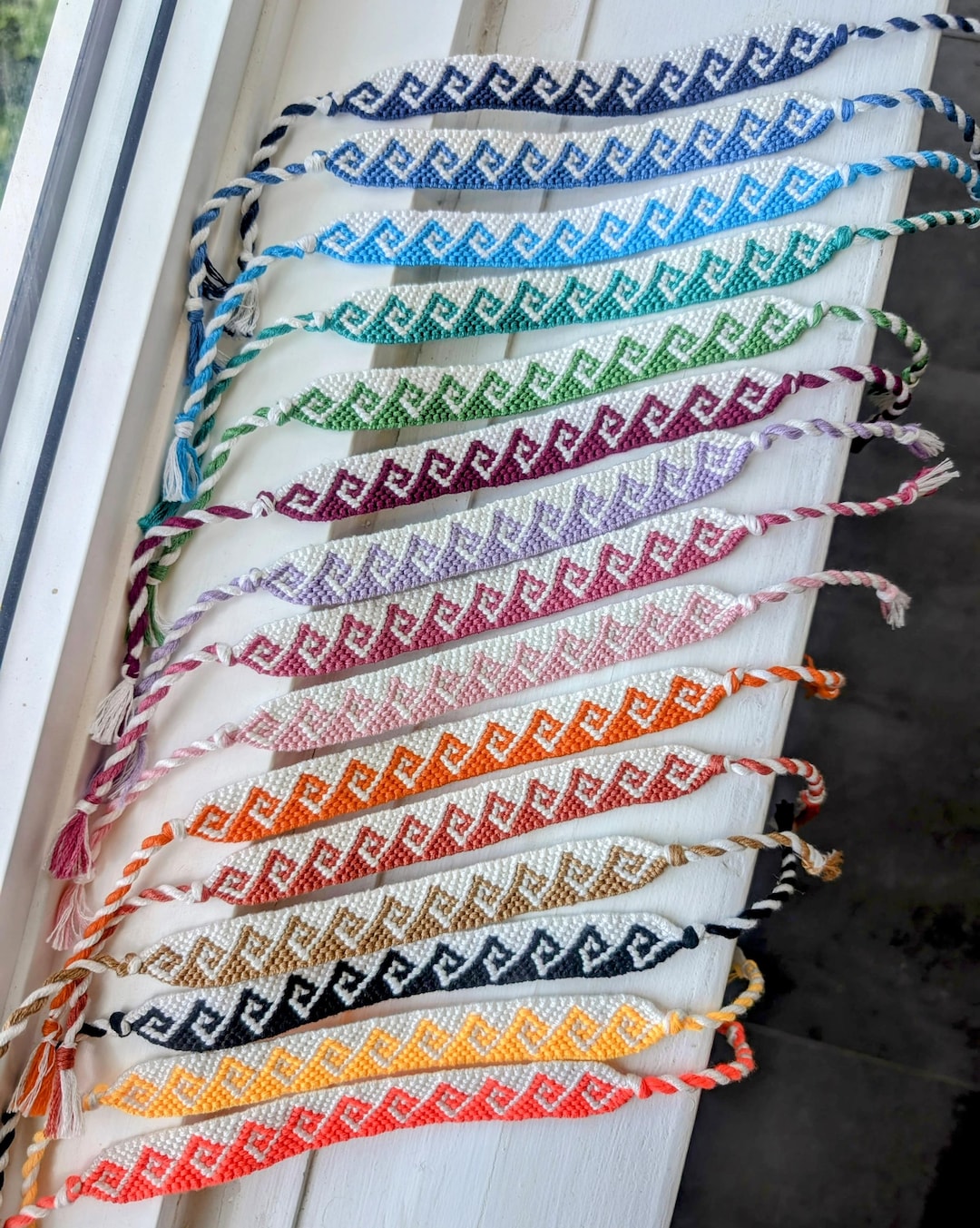 Greek Wave Friendship Bracelet, DMC Embroidery Floss, Hand-knotted ...