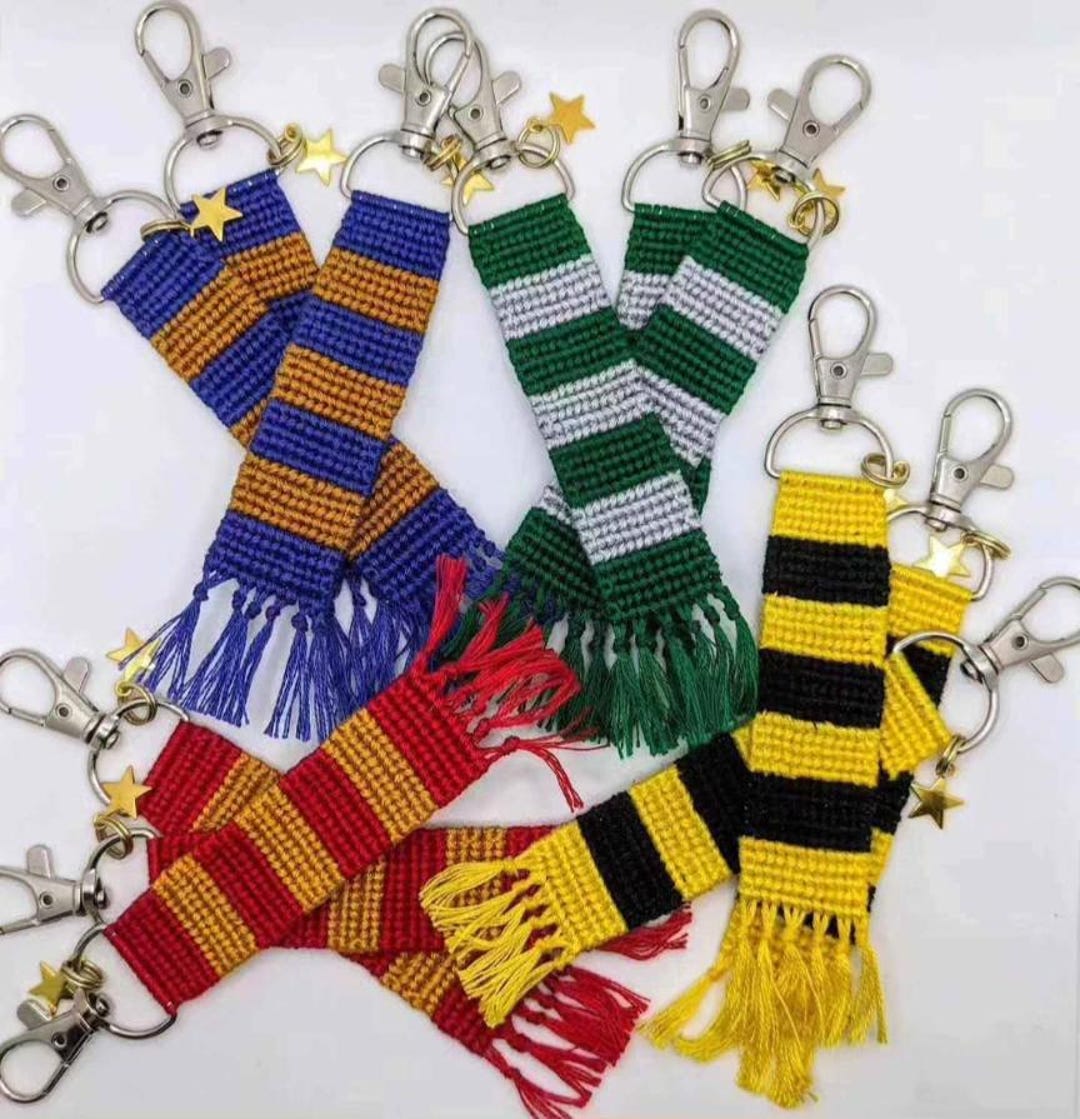 Harry Potter House Scarf Keychains, Hand-knotted, Handmade (made-to ...