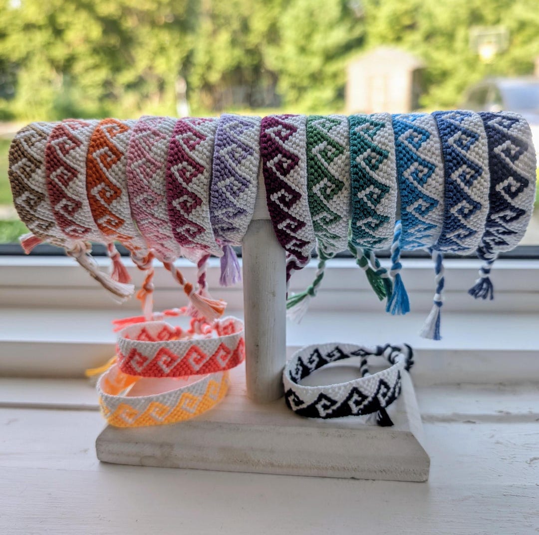 Greek Wave Friendship Bracelet, DMC Embroidery Floss, Hand-knotted made ...