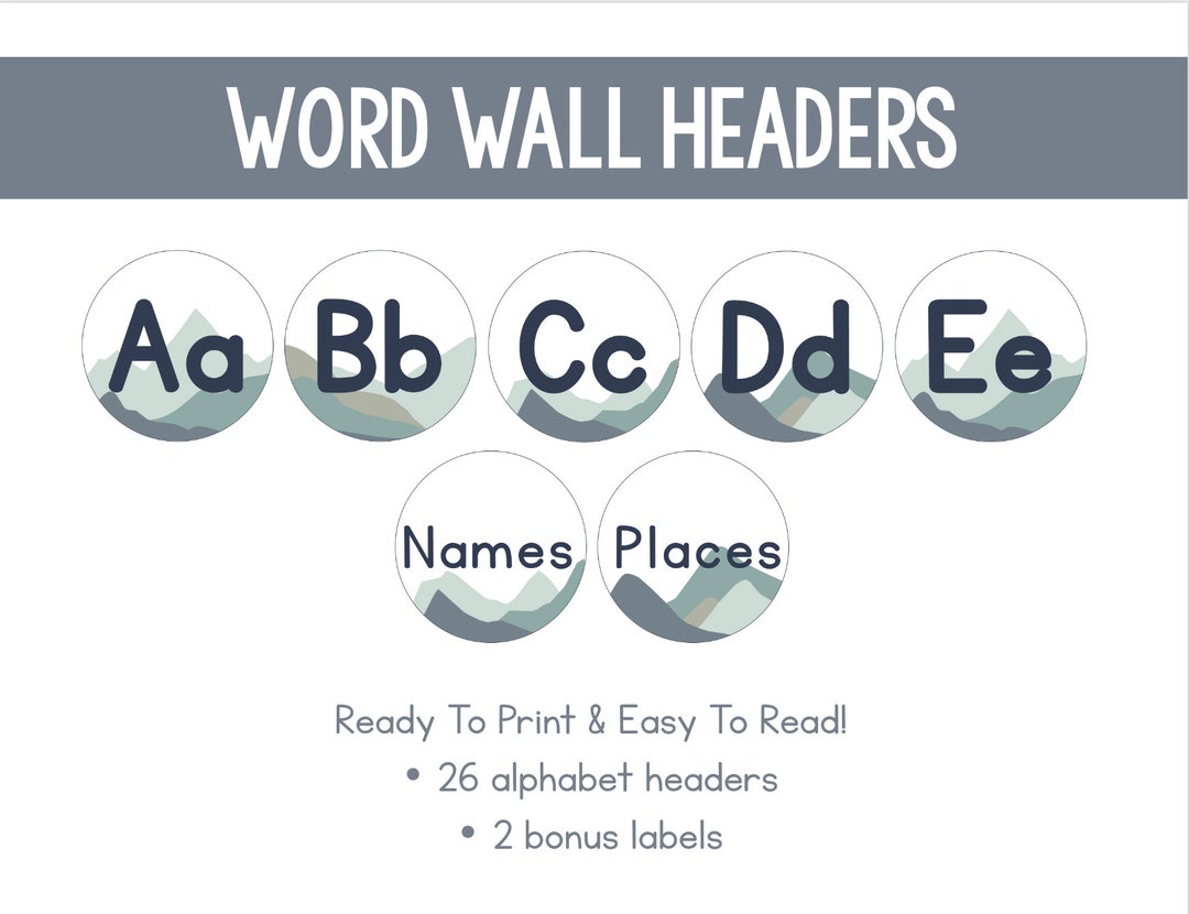 Word Wall Letters/headers - Minimalist Mountains - Etsy