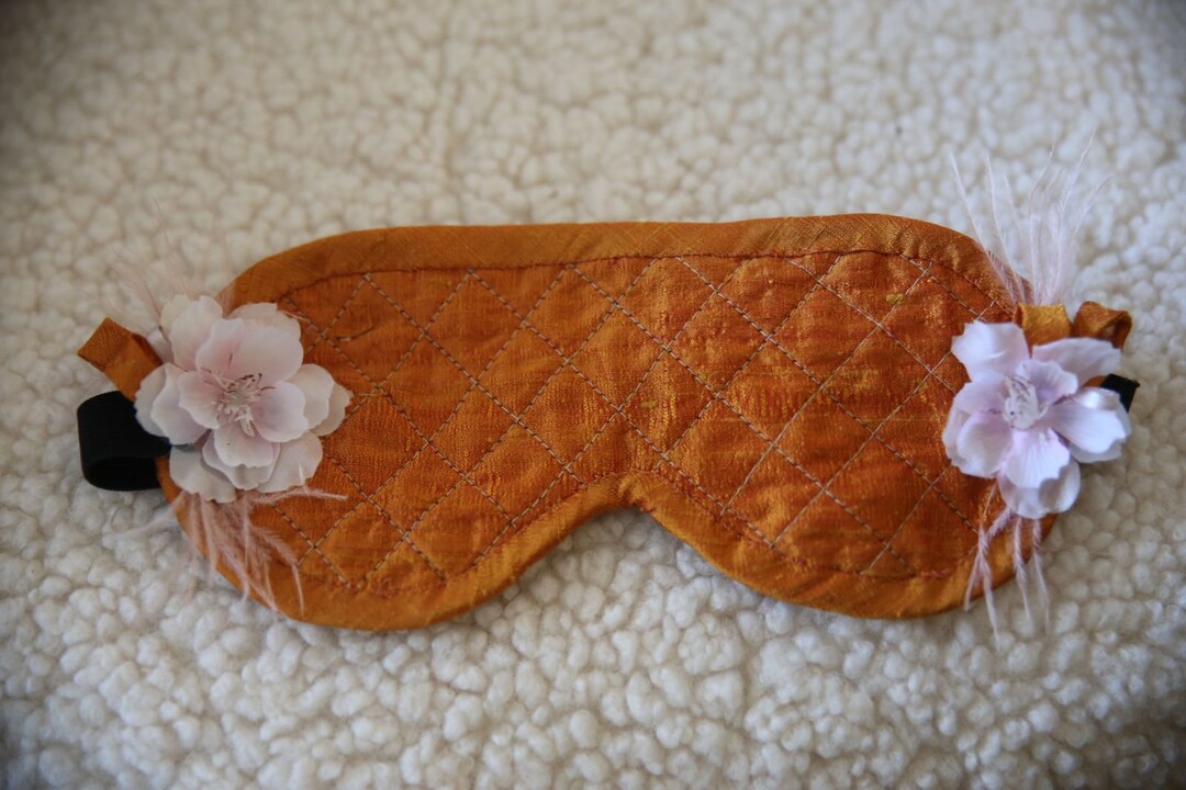 Silk Sleeping Mask, Sleep Mask, Silk Eye Mask, Orange Sleep Mask, Women ...