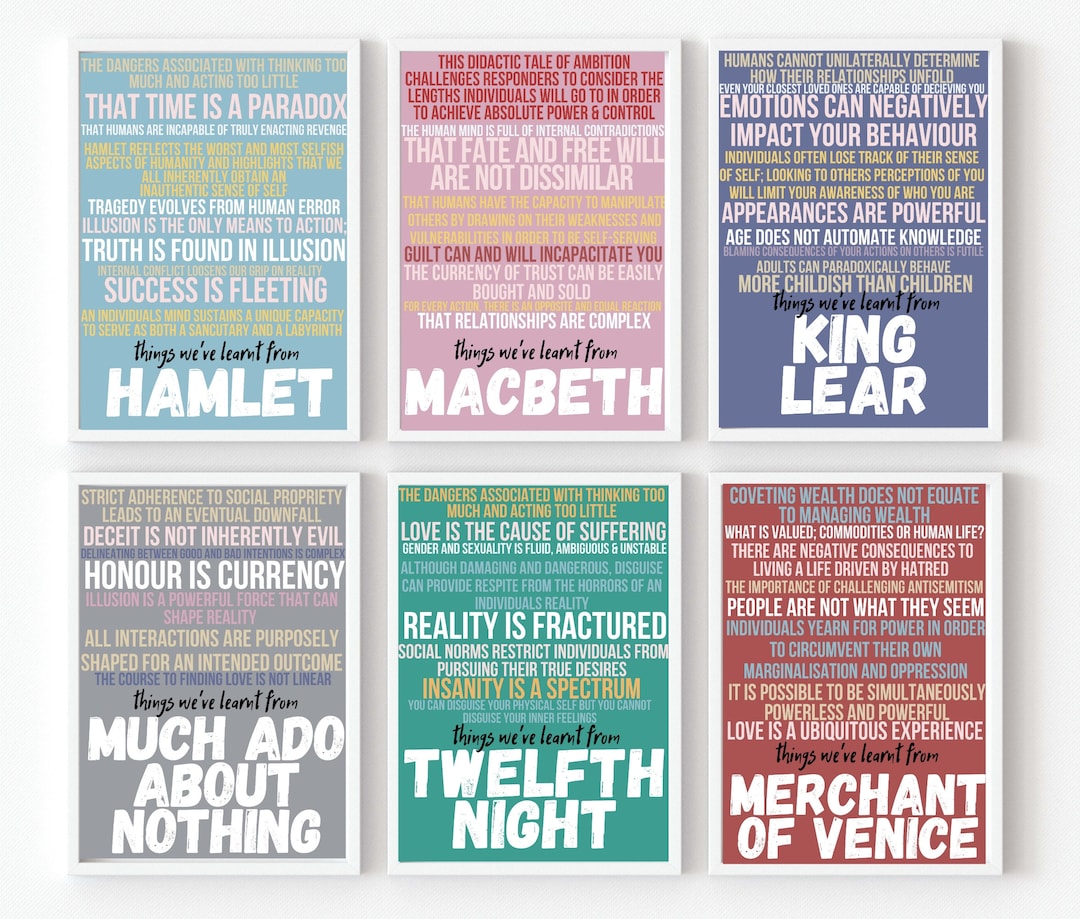 SHAKESPEARE POSTERS Set of 10 Digital Downloads Modern Contemporary ...