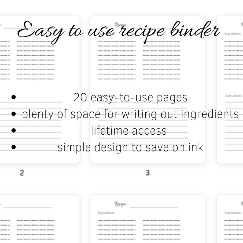 Simple Recipe Binder Easy to Use - Etsy