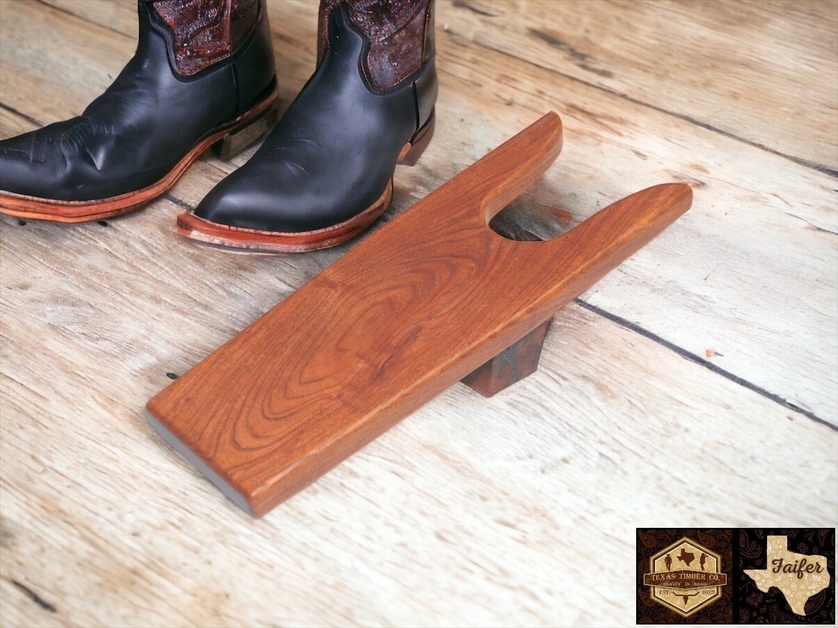 Rustic Mesquite Wood Bootjack - Handcrafted Boot Remover for Your Front Door - Easy Boot Removal ...
