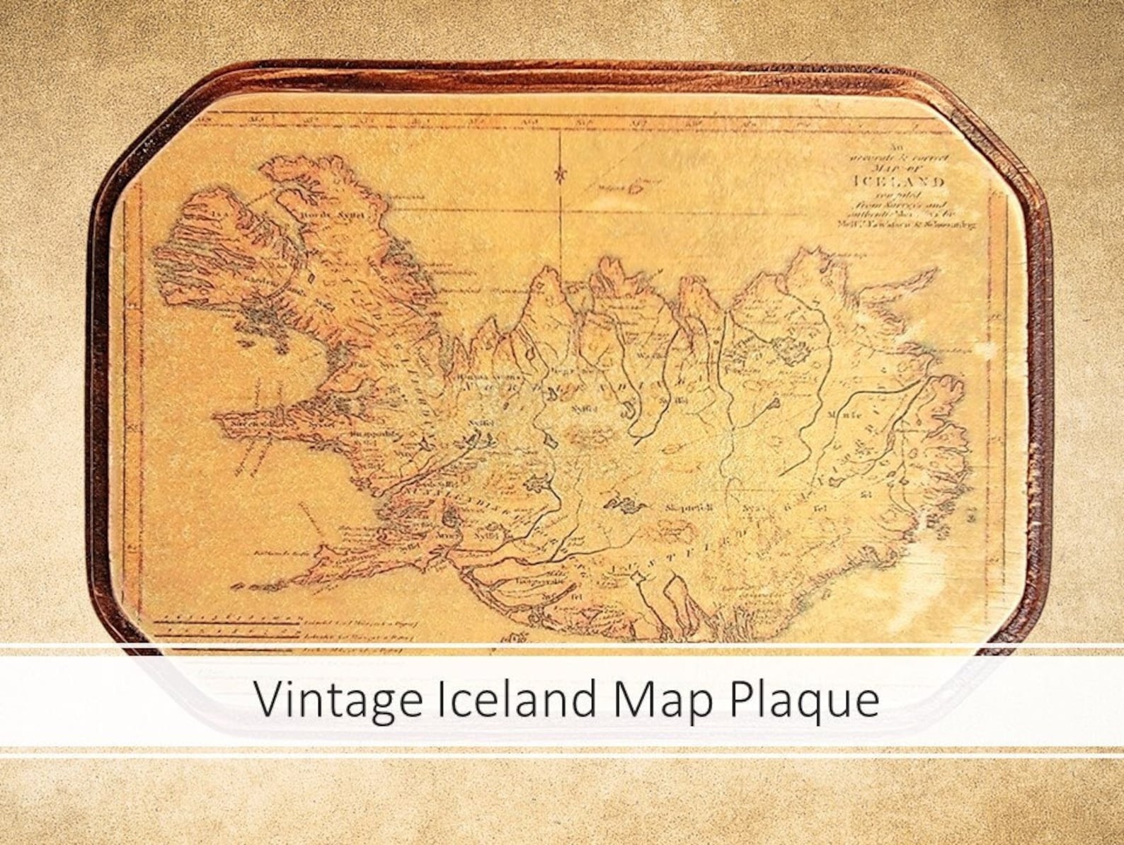 Vintage Iceland Map Wood Plaque: Nautical Cartography Wall Decor - Etsy