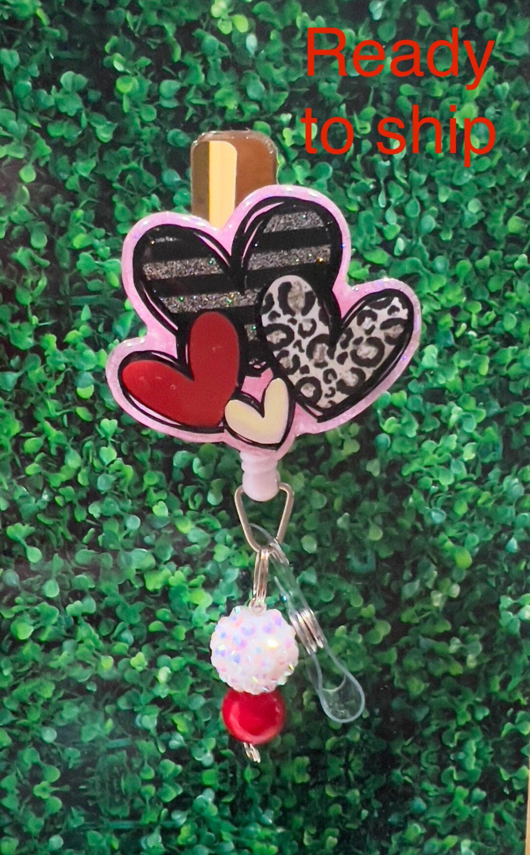 Heart Badge Reel Valentines Day Badge Reel Nurse Medical Heart Badge ...