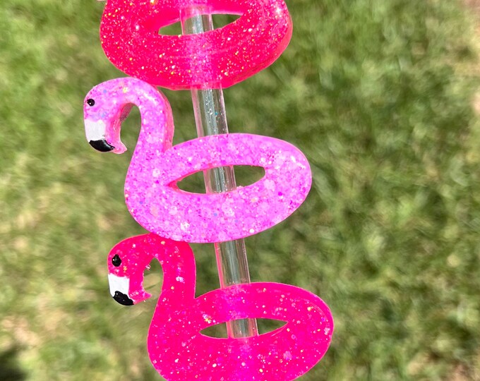 Flamingo Floatie Straw Topper| Straw Topper| Straw Buddy | Summer Straw ...