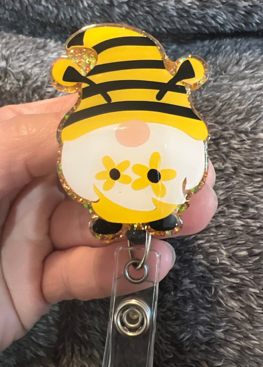 Bumblebee Badge Reel| Bumblebee Gnome| Badge Reel| Gnome| Bee Badge ...