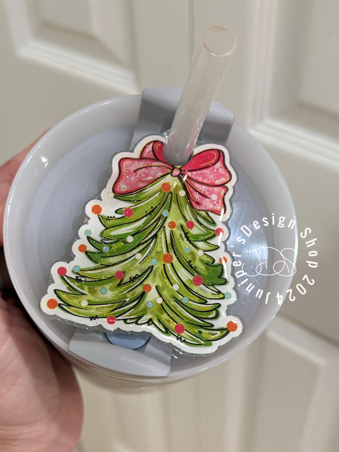 Christmas Tree Tumbler Lid| Christmas Tumbler Lid| Straw Topper ...
