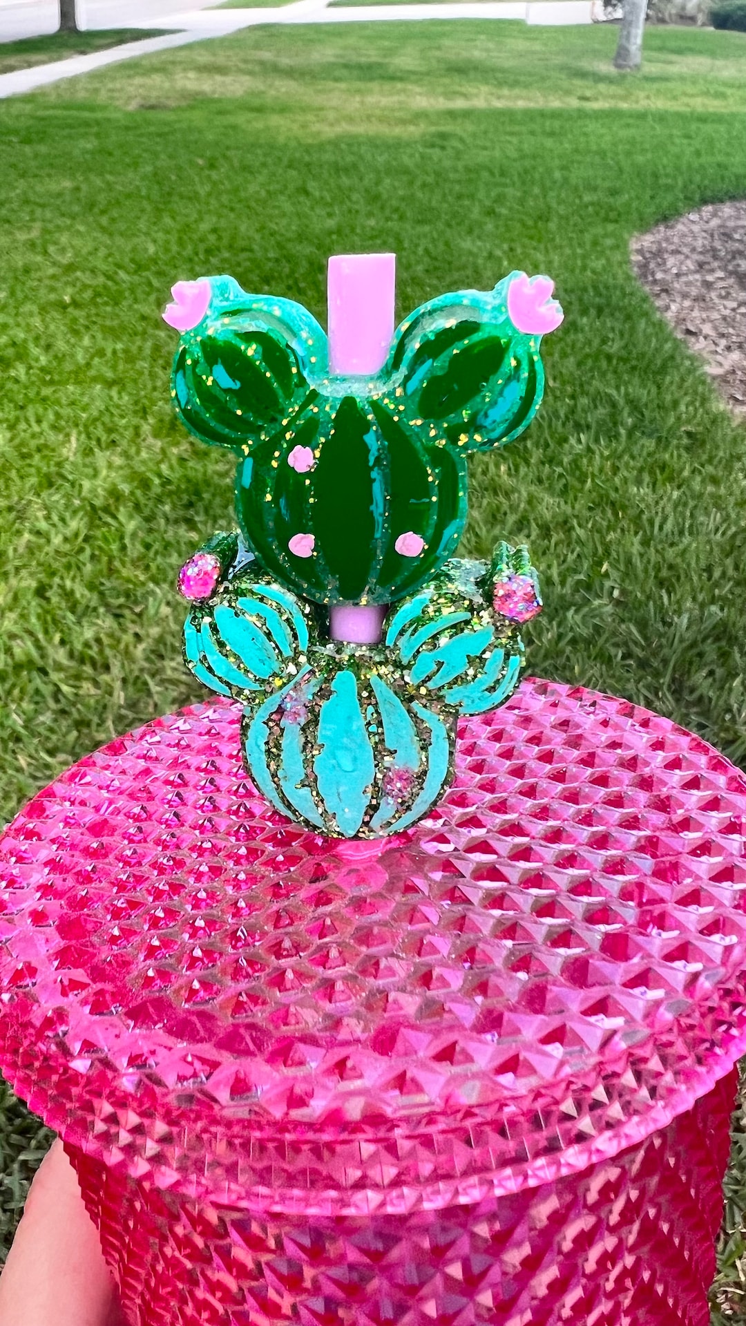 Straw Topper Mickey Cactus Shape Straw Topper Straw Toppers Succulent ...